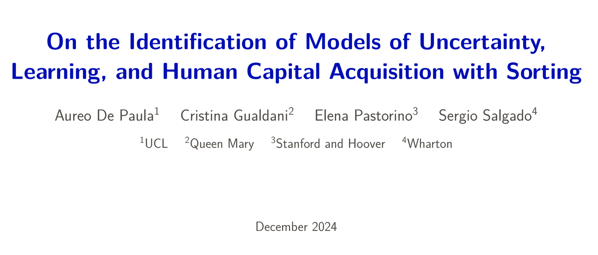 On the Identification of Models of Uncertainty, Learning, and Human ...